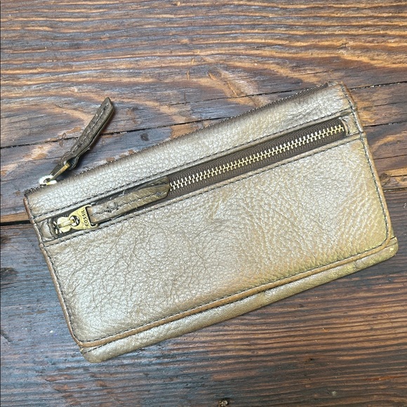 Fossil | Bags | Fossil Gold Leather Zip Wallet | Poshmark